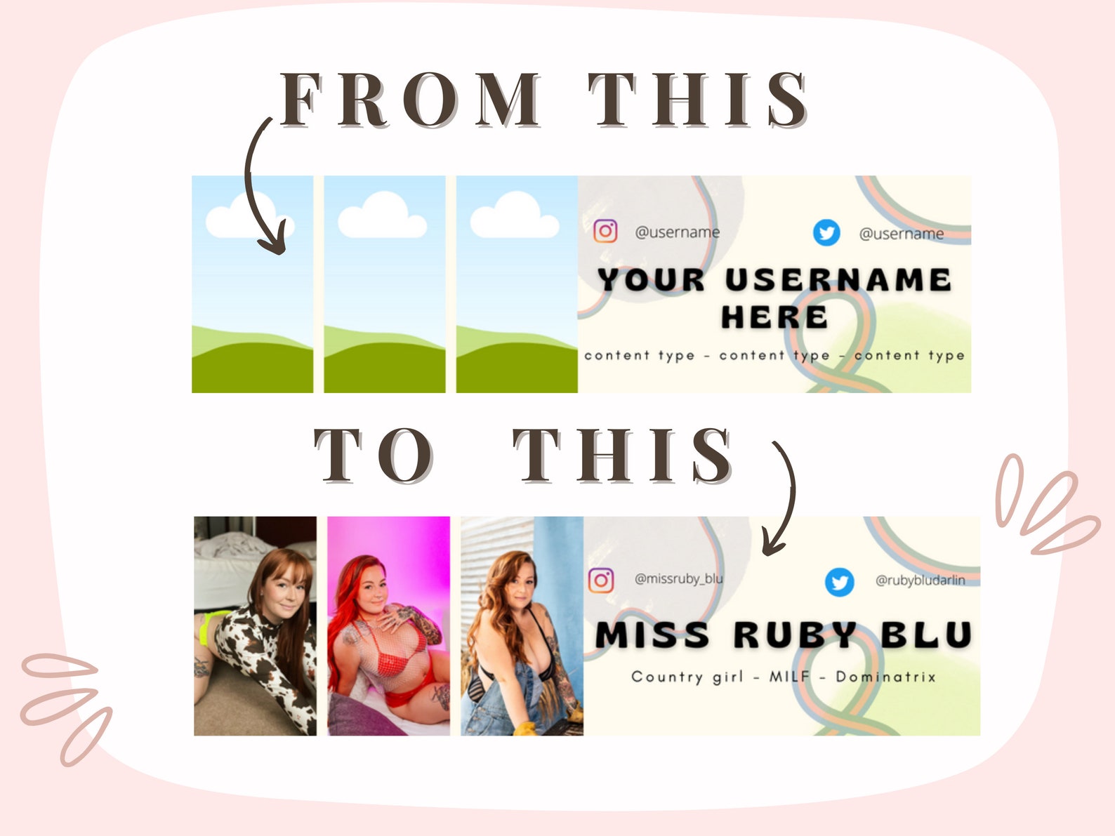 Onlyfans Banner Templates Bundle Of Three Templates Digital Canva Template Custom Social Media