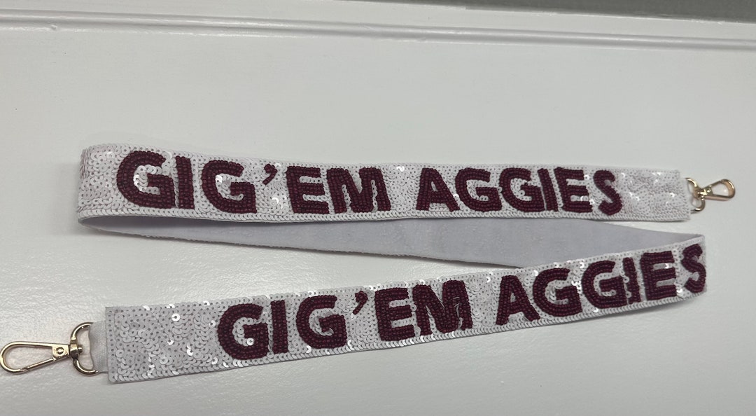 Texas A&m GIG ‘EM AGGIES White Sequin and Beaded Purse Strap - Etsy