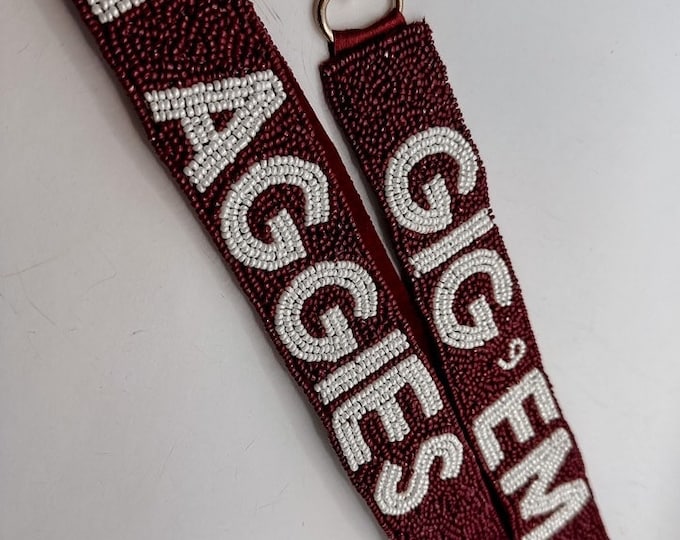 Texas A&M GIG EM AGGIES Maroon Beaded Purse Strap - Etsy