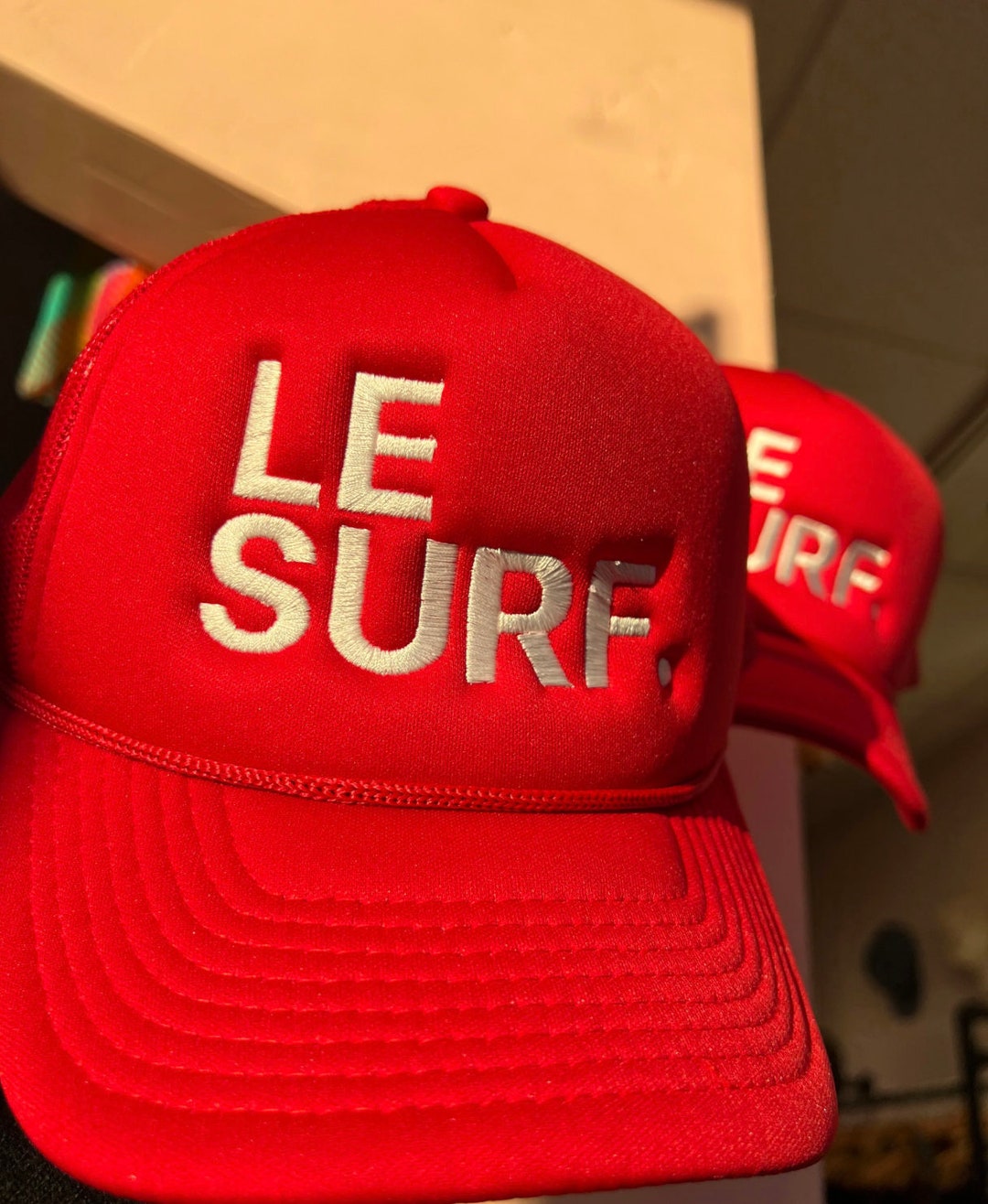 Le Surf - Embroidered on Beige Trucker Style Rope Hat With Snapback - Etsy