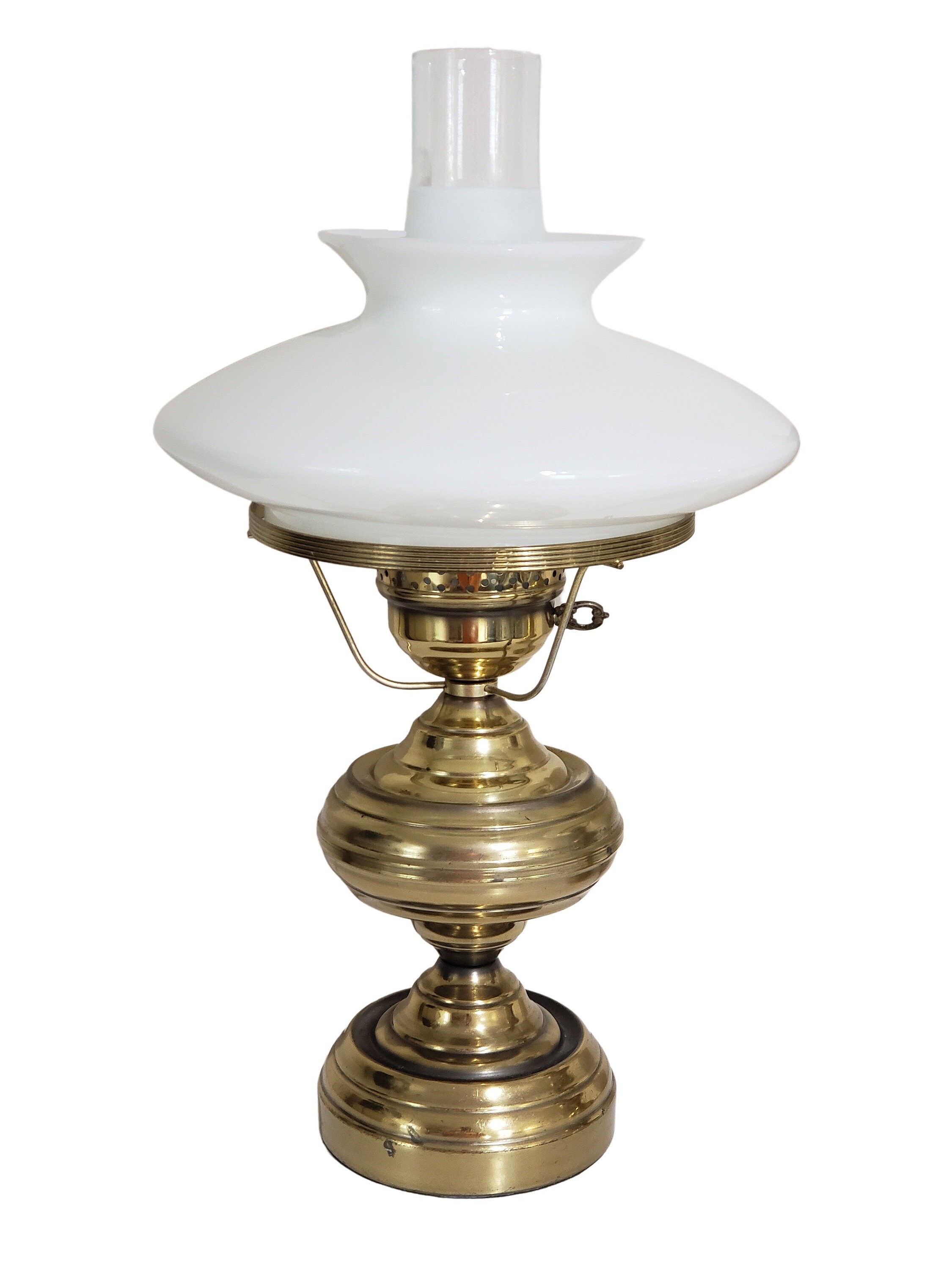 Vintage Brass Hurricane Table Lamps Set of 2 White Shades 15 - Etsy