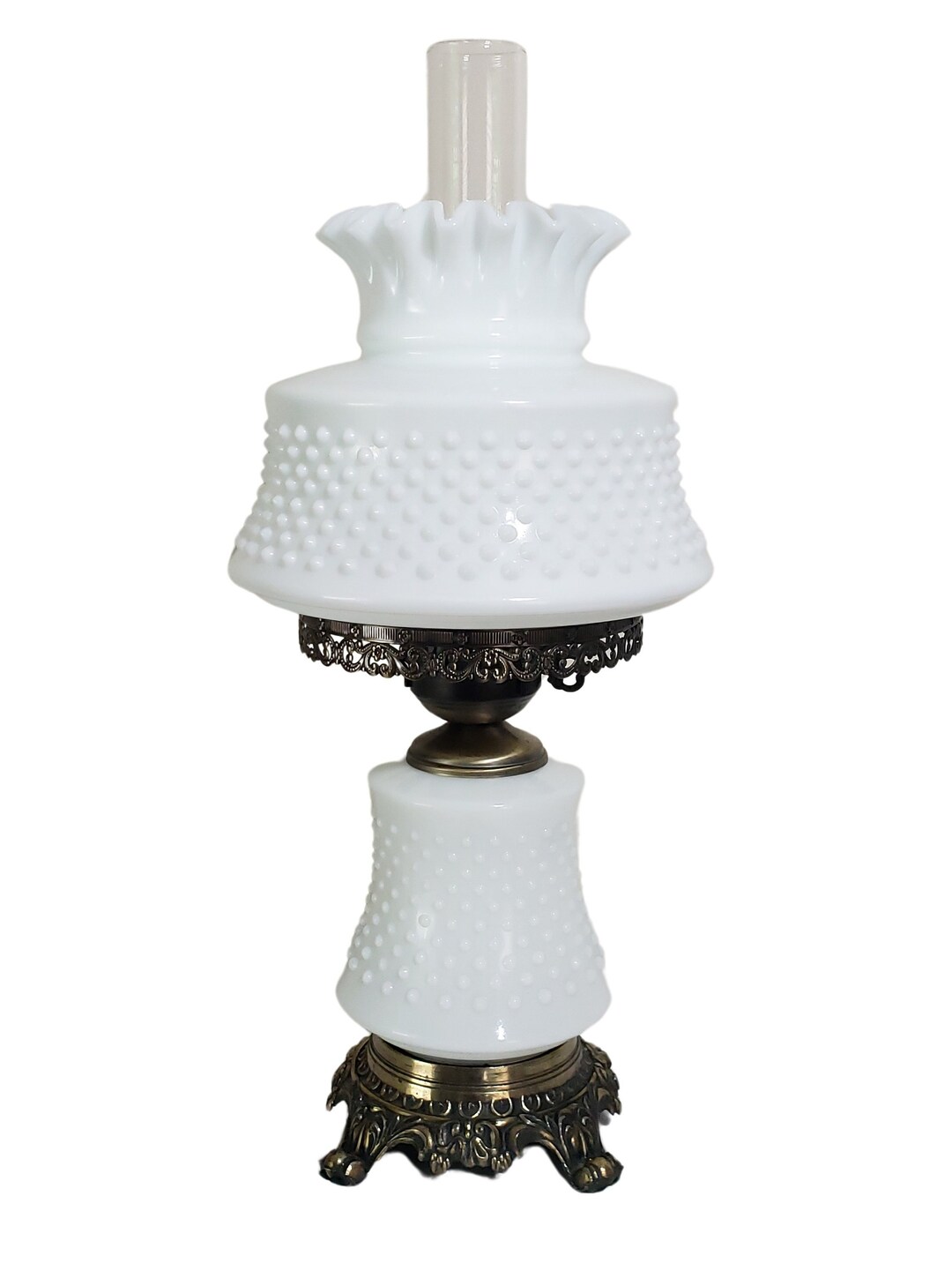 Vintage Hurricane Table Lamp White Milk Glass Hobnail 19 21 Tall - Etsy