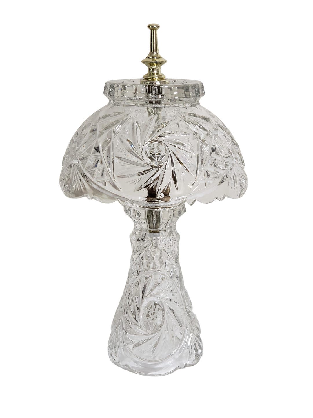 Vintage Cut Glass Crystal ABP Pinwheel Buffet Parlor Table Lamp 12 ...