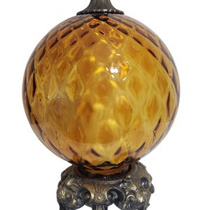 Vintage Mid Century Modern Table Lamp Round Globe Diamond Pattern 32 ...