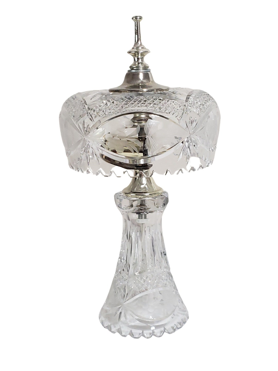 Vintage Cut Glass Crystal Princess House Heritage Table Lamp 10" - 11 ...
