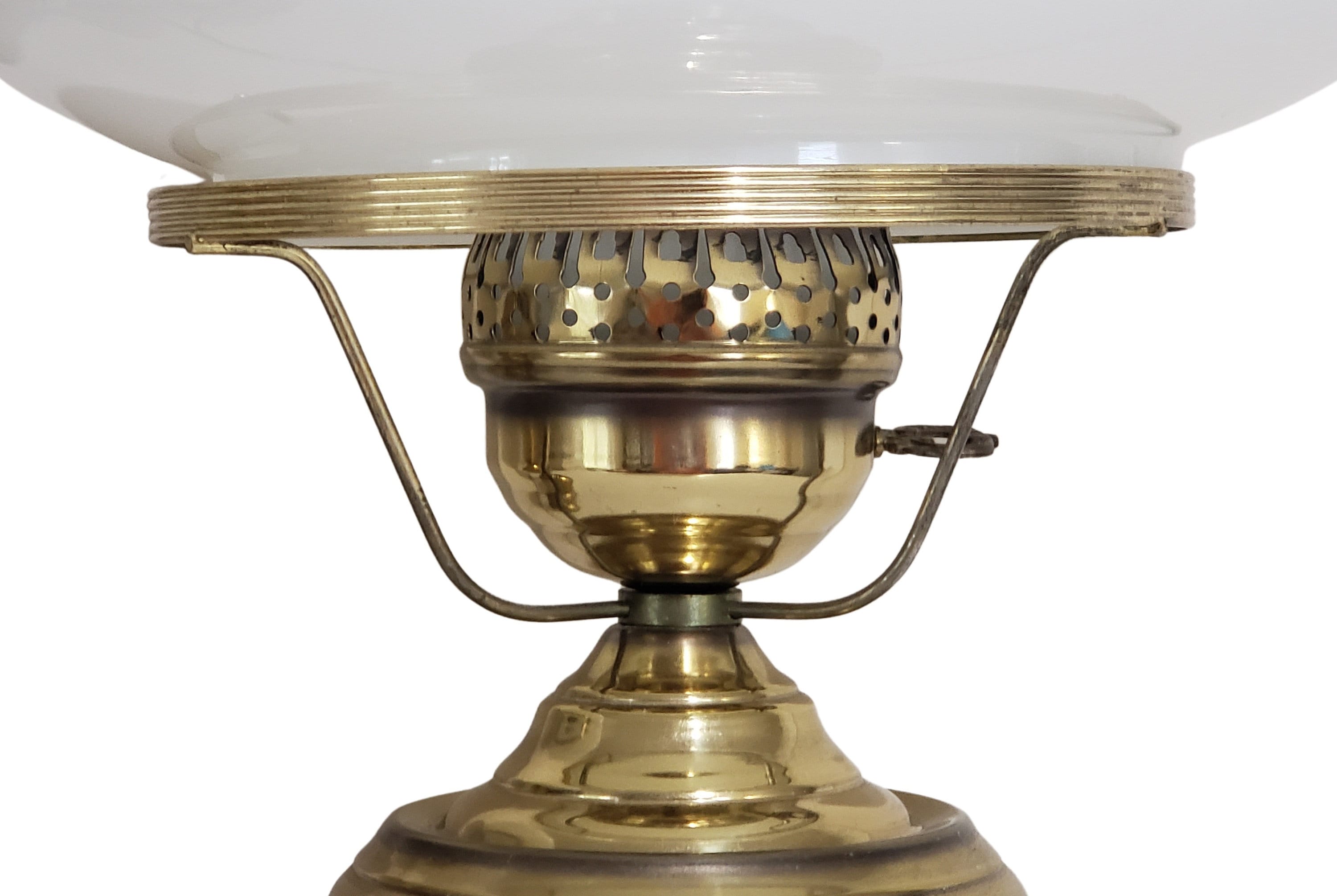 Vintage Brass Hurricane Table Lamps Set of 2 White Shades 15 - Etsy