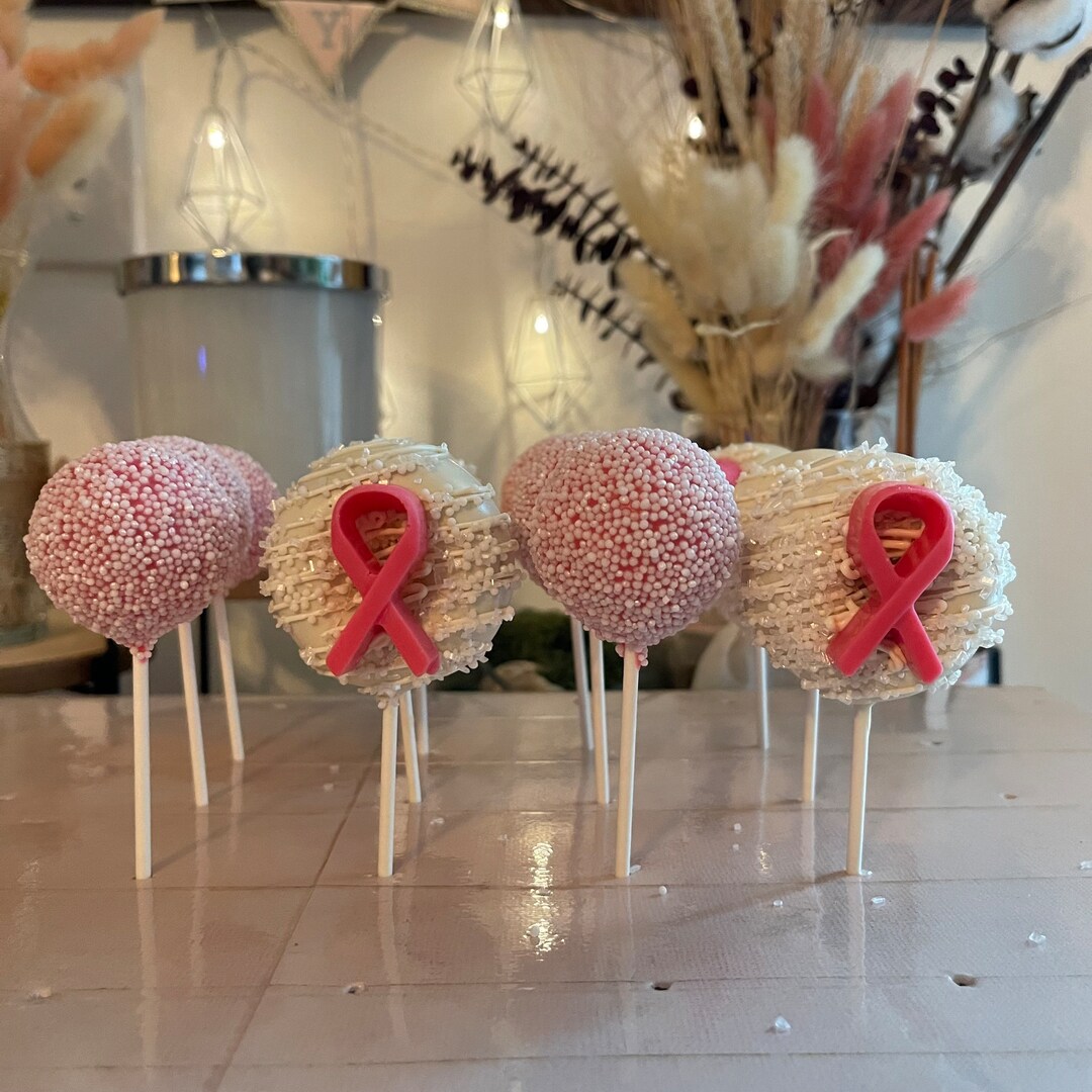12 Pieces Custom Color Cancer Ribbon Mini Donuts 6 & Cake Pops 6 - Etsy