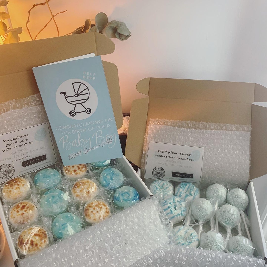Baby Shower/ Gender Reveal Gift Box Set ( 12 Pieces Macarons/ Cake Pops ...