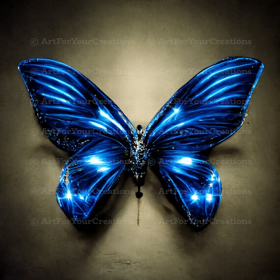 Digital Art Download Instant Download Blue Neon Metallic - Etsy