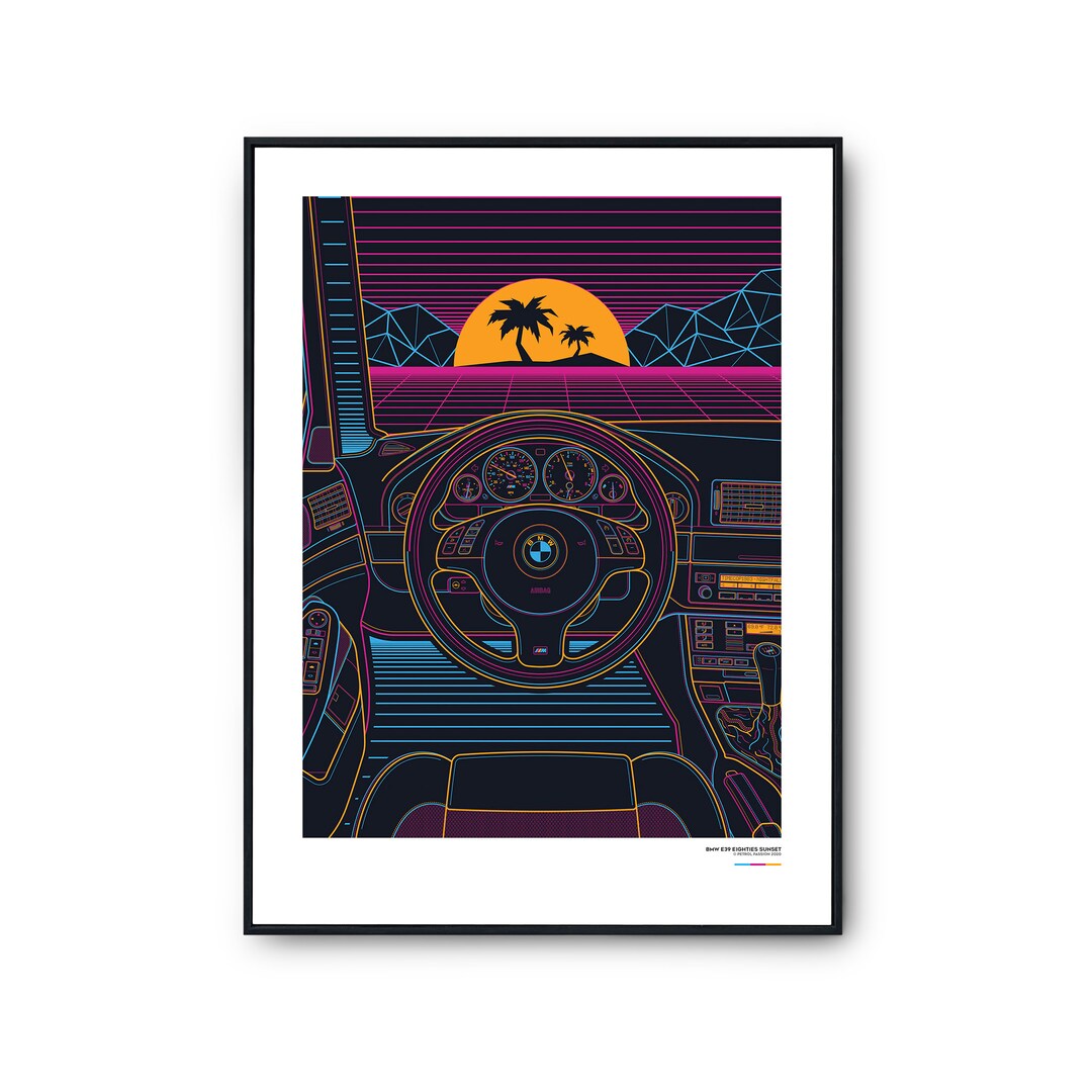 BMW E39 Eighties Sunset Artwork Print - Etsy