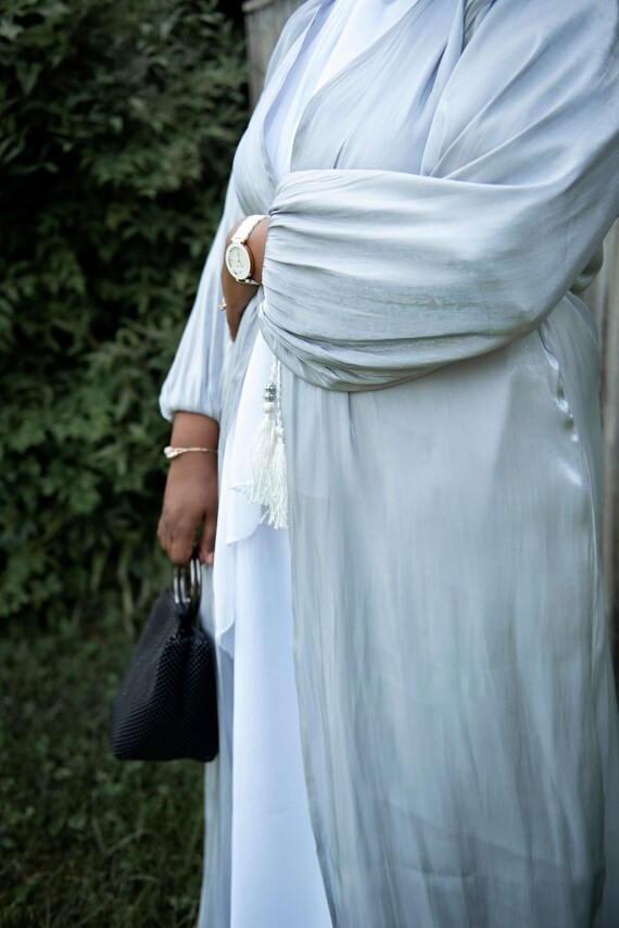 Shiny Puff Sleeves Abaya Set Open Abaya Dubai Abaya - Etsy