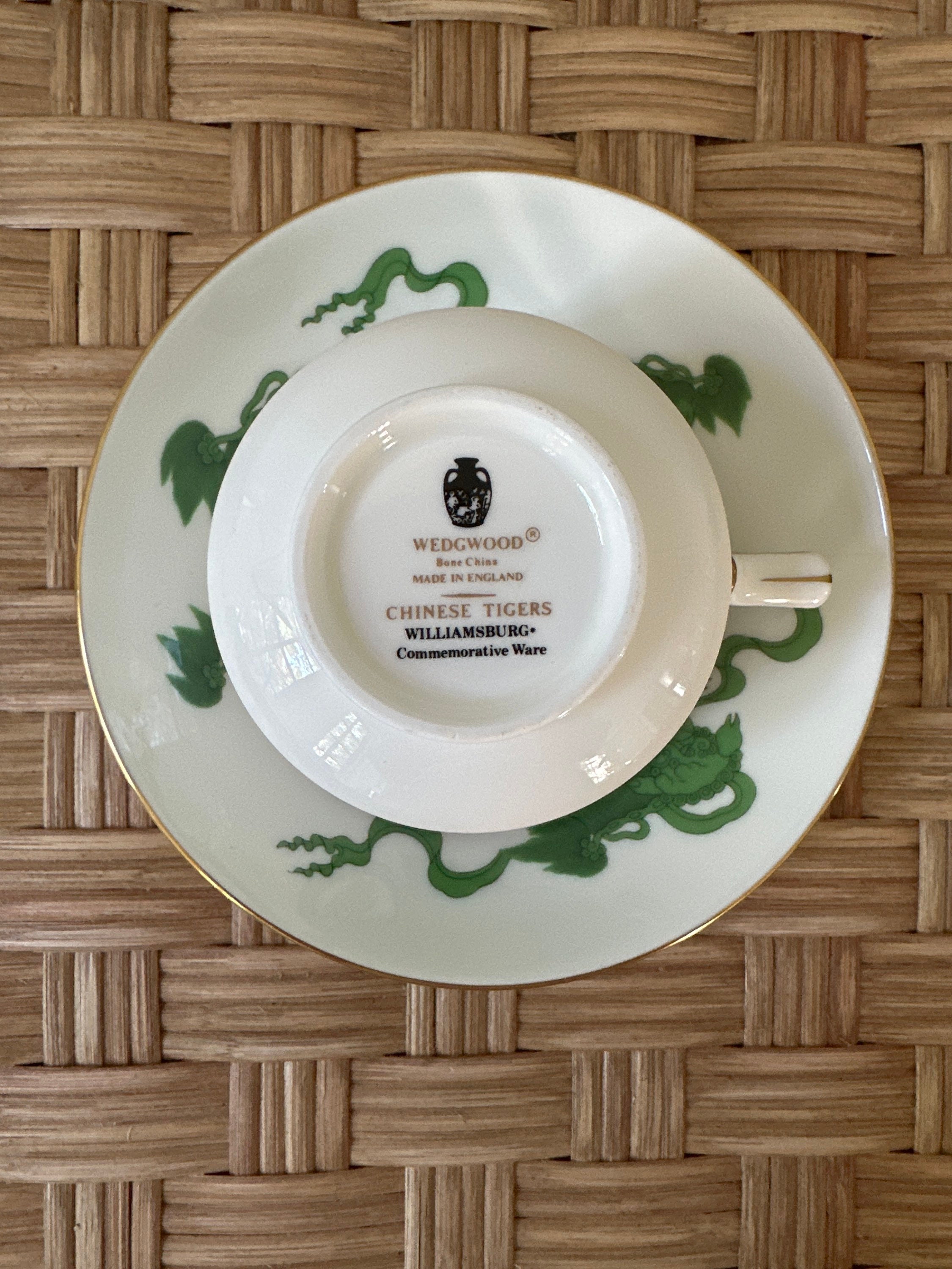 Wedgwood Chinese Tigers Green Tea Cups and Saucers - Etsy