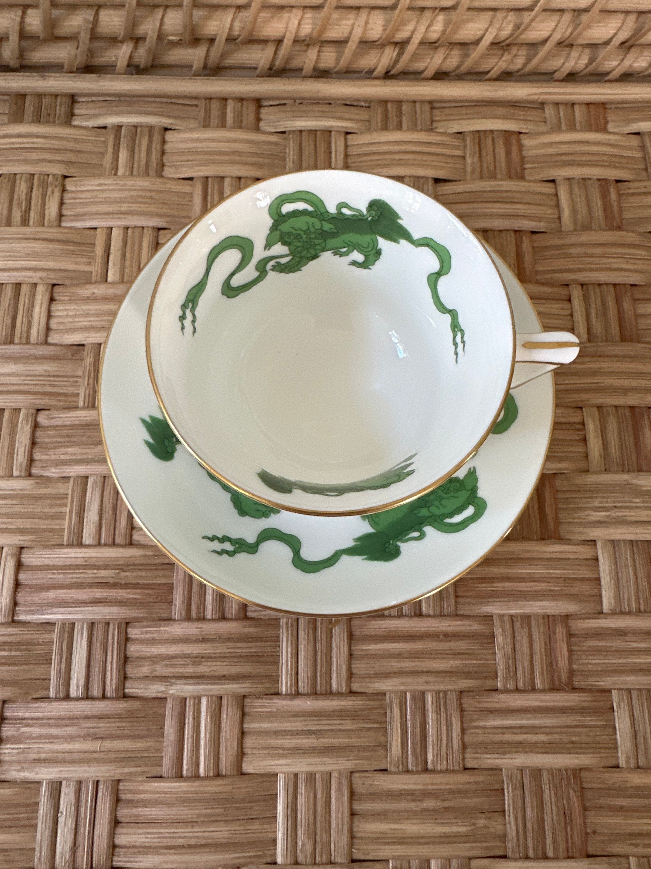 Wedgwood Chinese Tigers Green Tea Cups and Saucers - Etsy