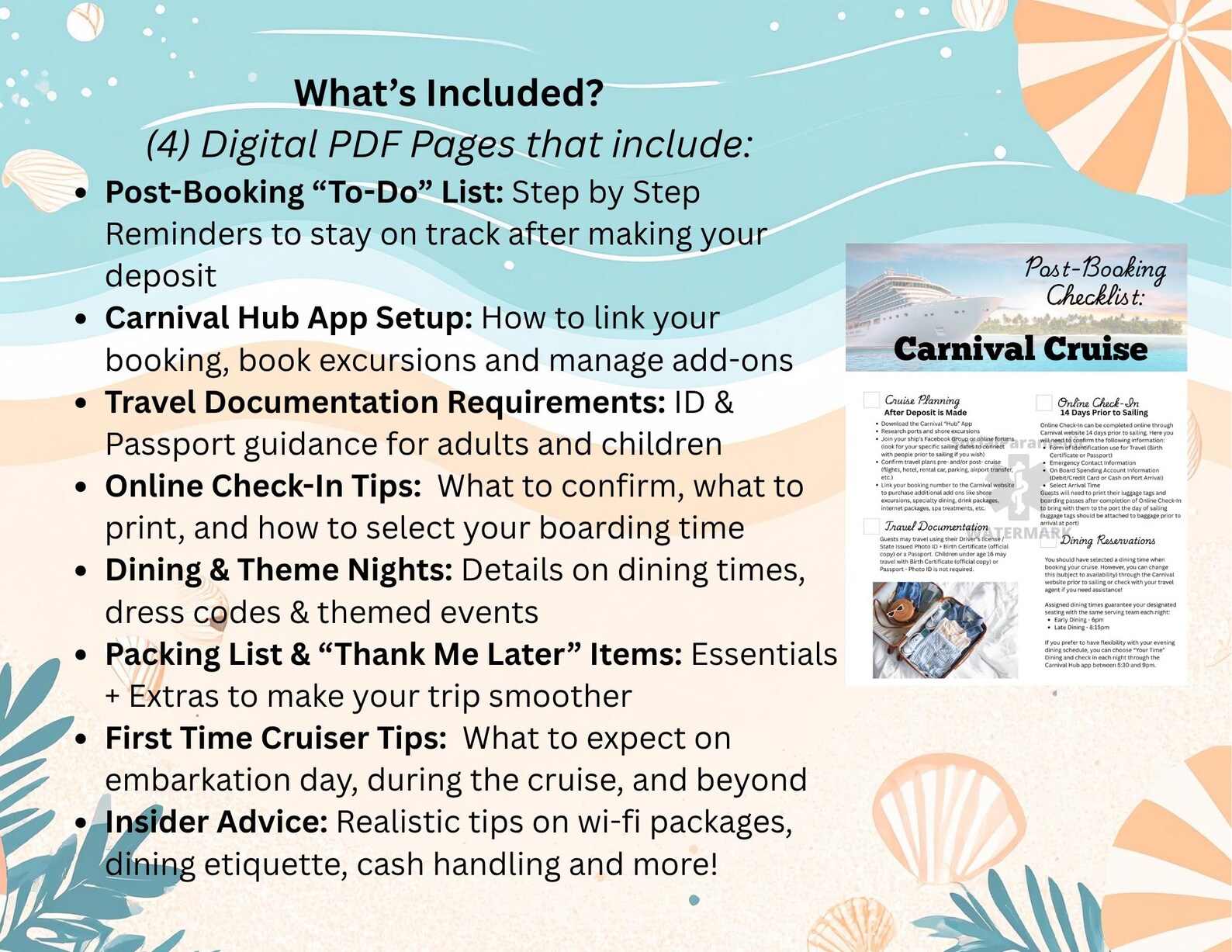 Carnival Cruise Post-booking Checklist | Cruise Planning Guide PDF ...