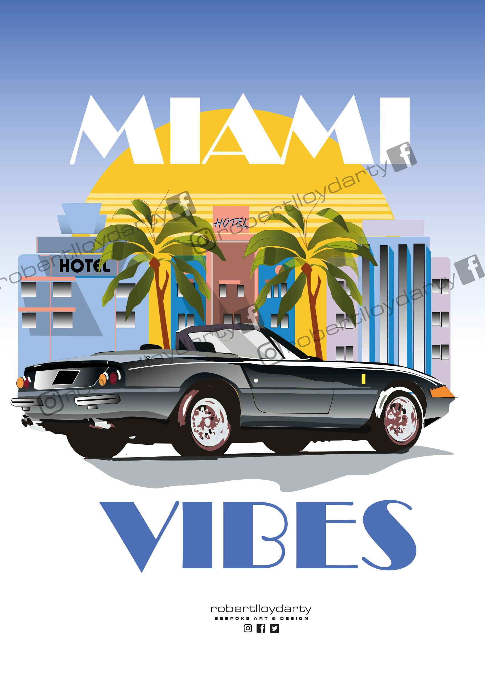 Ferrari Daytona, Miami Vibes, Black Ferrari Scuderia - Etsy