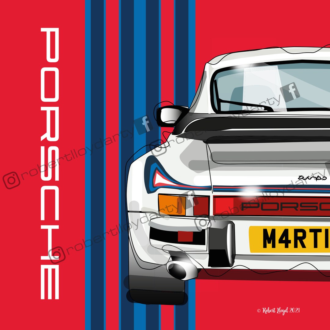 Porsche Martini 930 Turbo Porsche 80s Porsche Turbo Art Print, Perfect ...