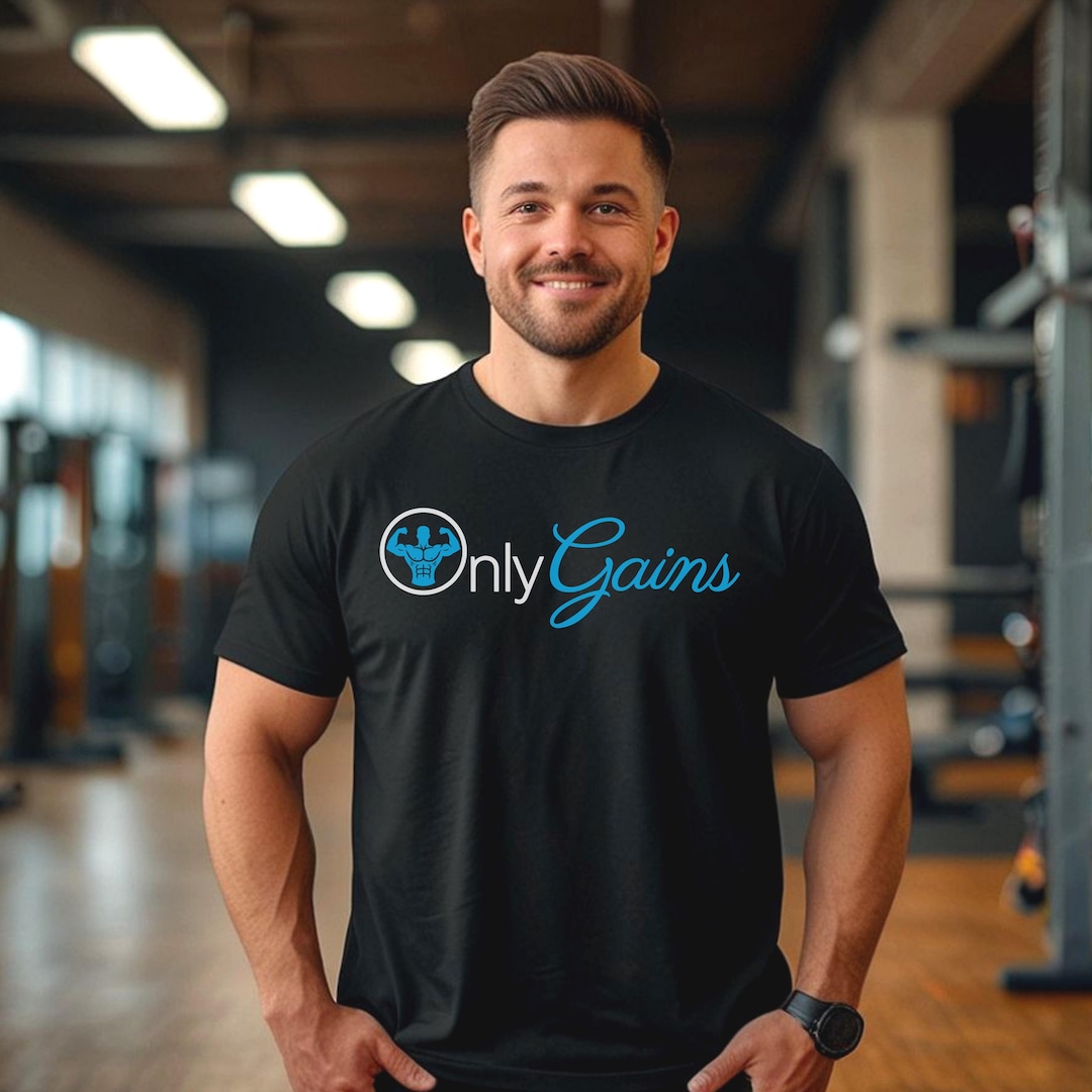 Only Gains Parody Gym Pump Cover | Men's Workout T-shirt | Funny Gym ...