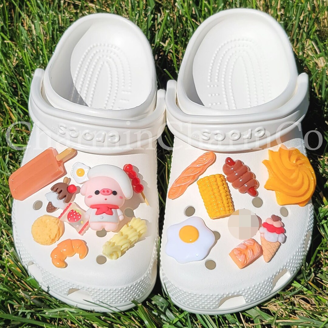Piggy Chef Croc Charm Set 16pcs Cute Croc Charm Kawaii Croc Charm Bread ...