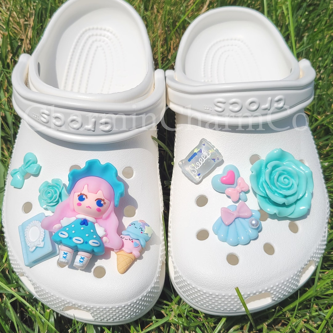 Blue Doll Croc Charm Set 9pcs Cute Croc Charm Set Kawaii Croc Charm ...