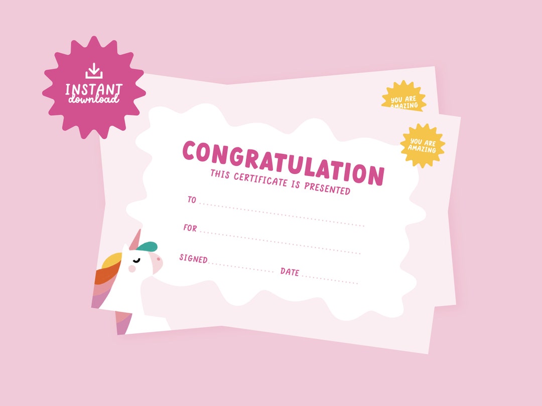 Childrens Unicorn Certificate of Achievement | Well Done | Kindness ...