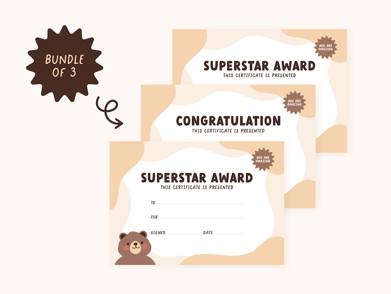 Childrens Certificate of Achievement Well Done Kindness - Etsy