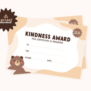 Childrens Certificate of Achievement Well Done Kindness - Etsy