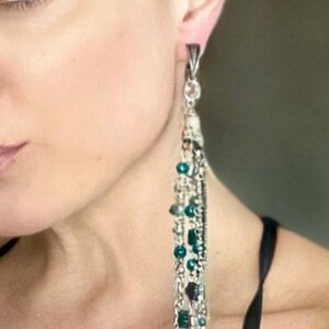Handmade Crystal Chain Dangle Earrings: Sterling Silver - Etsy
