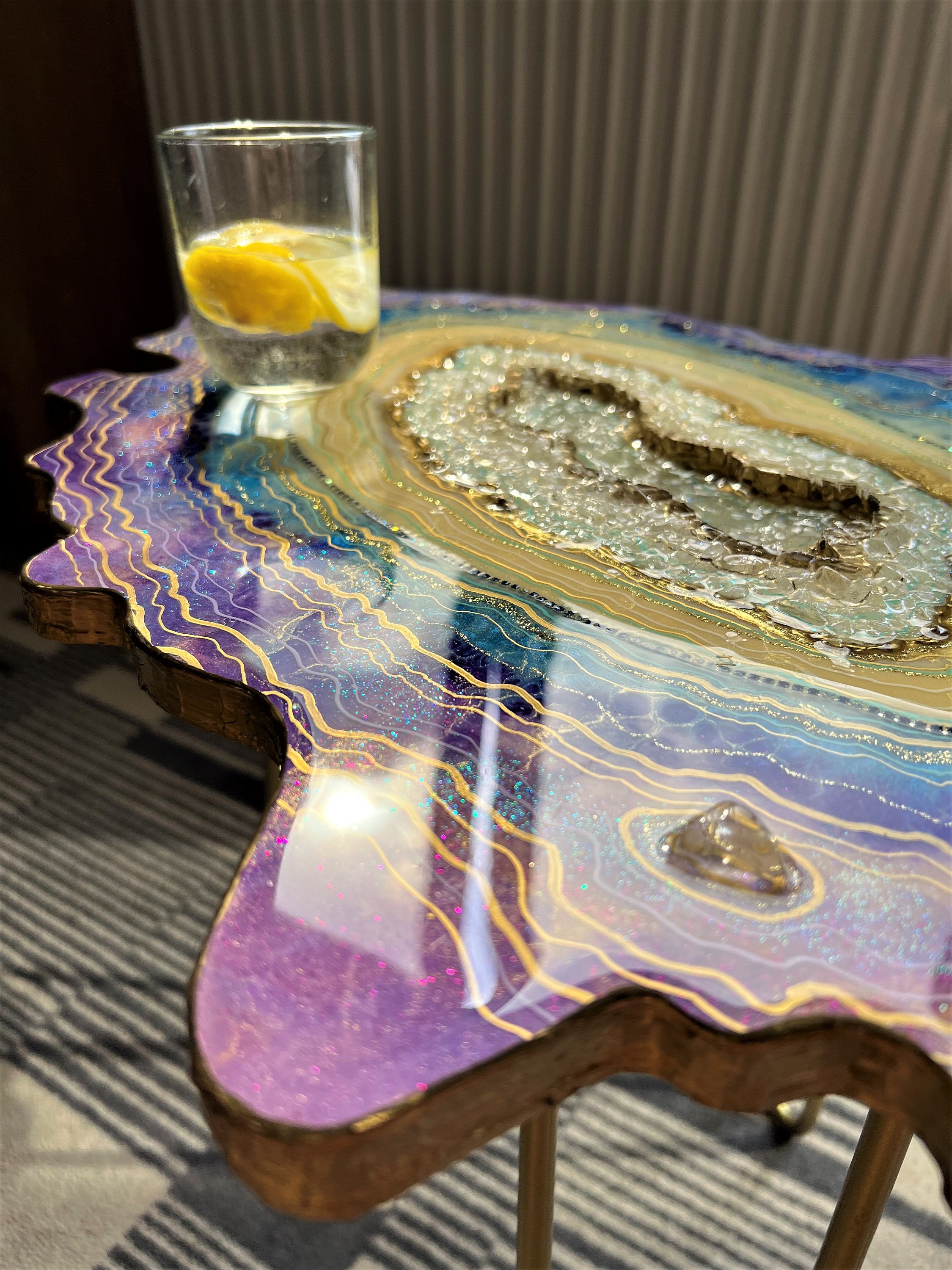 Handmade Epoxy Resin Coffee Table: Purple Geode Design (600x400 Mm) - Etsy