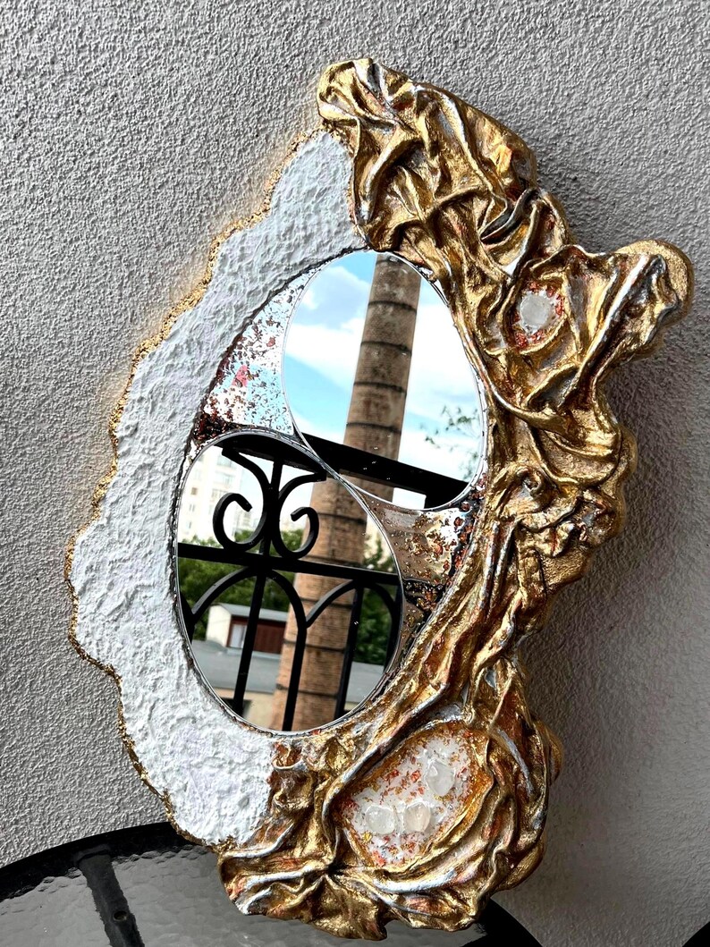 Large Gold Leaf Mirror Luxury Gold Mirror Statement Mirror Large ...