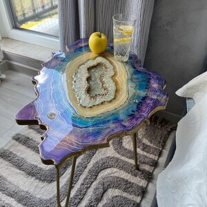 Handmade Epoxy Resin Coffee Table: Purple Geode Design (600x400 Mm) - Etsy