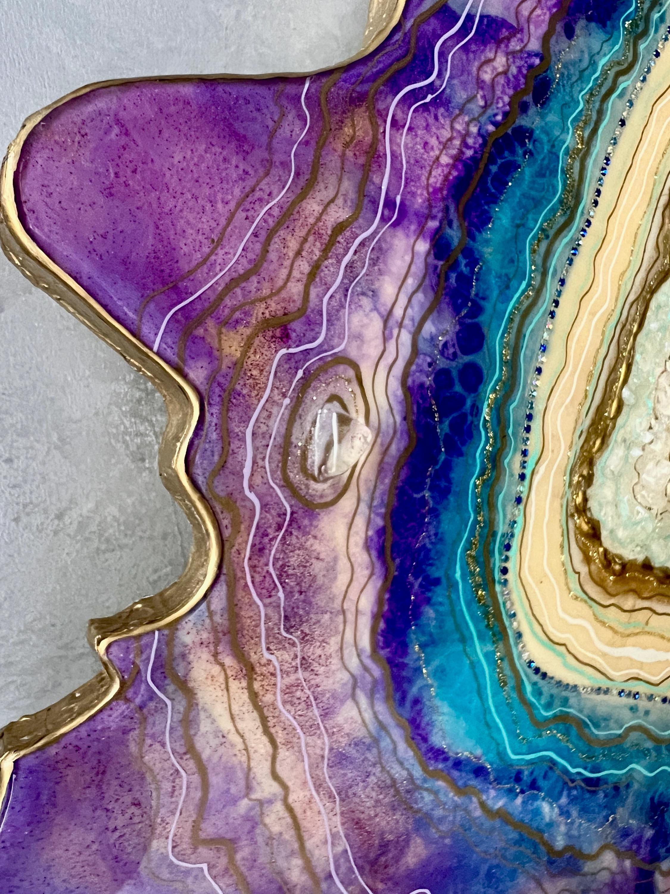 Handmade Epoxy Resin Coffee Table: Purple Geode Design (600x400 Mm) - Etsy