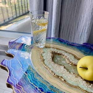 Handmade Epoxy Resin Coffee Table: Purple Geode Design (600x400 Mm) - Etsy