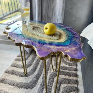 Handmade Epoxy Resin Coffee Table: Purple Geode Design (600x400 Mm) - Etsy