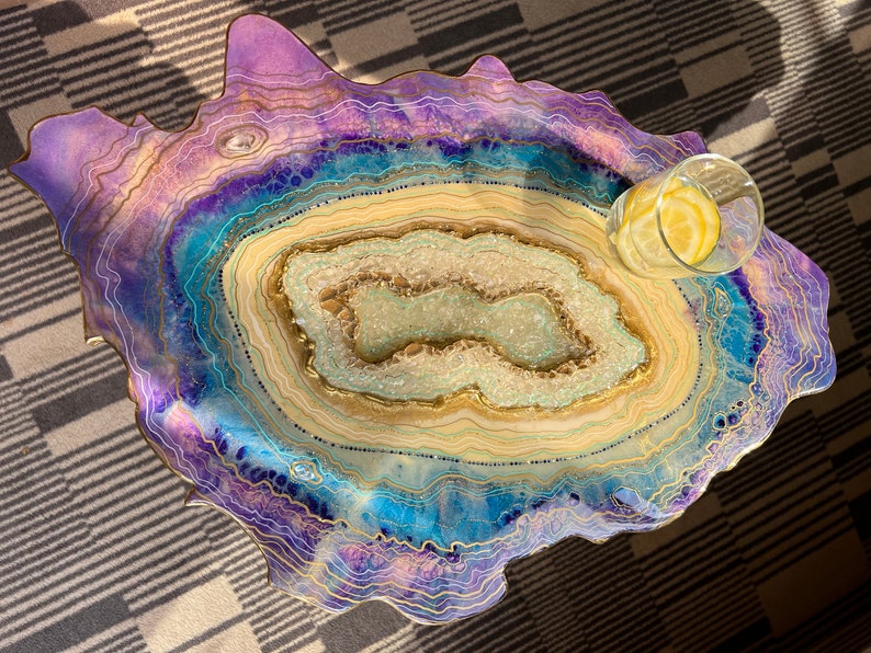 Handmade Epoxy Resin Coffee Table: Purple Geode Design (600x400 Mm) - Etsy