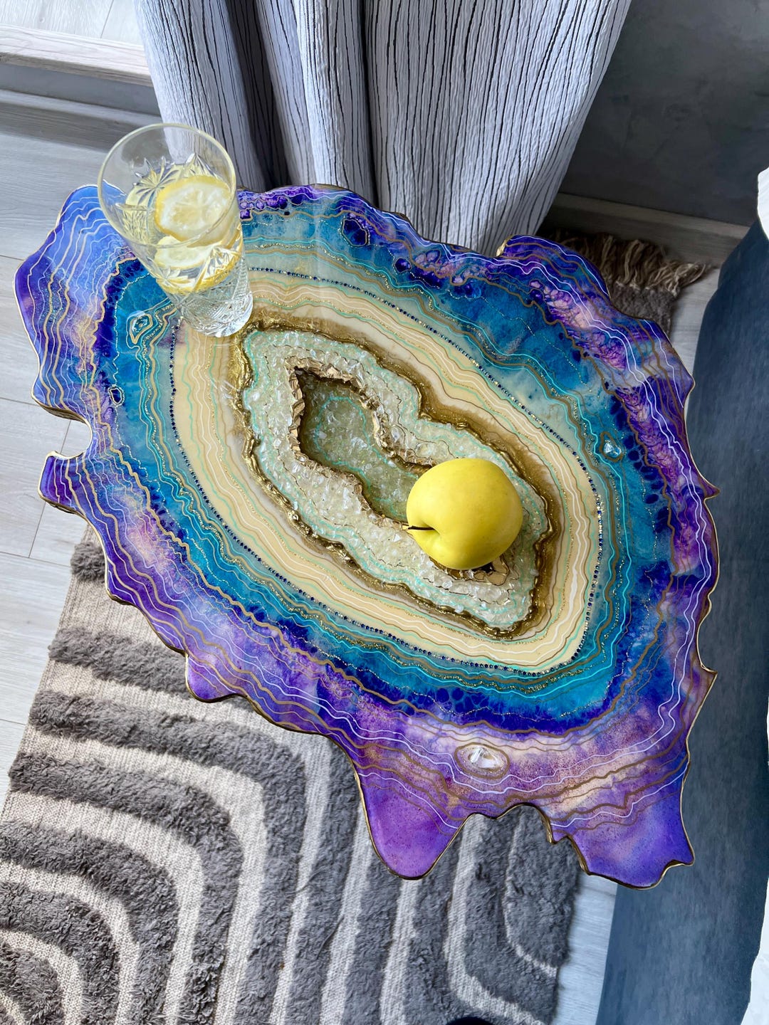 Handmade Epoxy Resin Coffee Table: Purple Geode Design (600x400 Mm) - Etsy