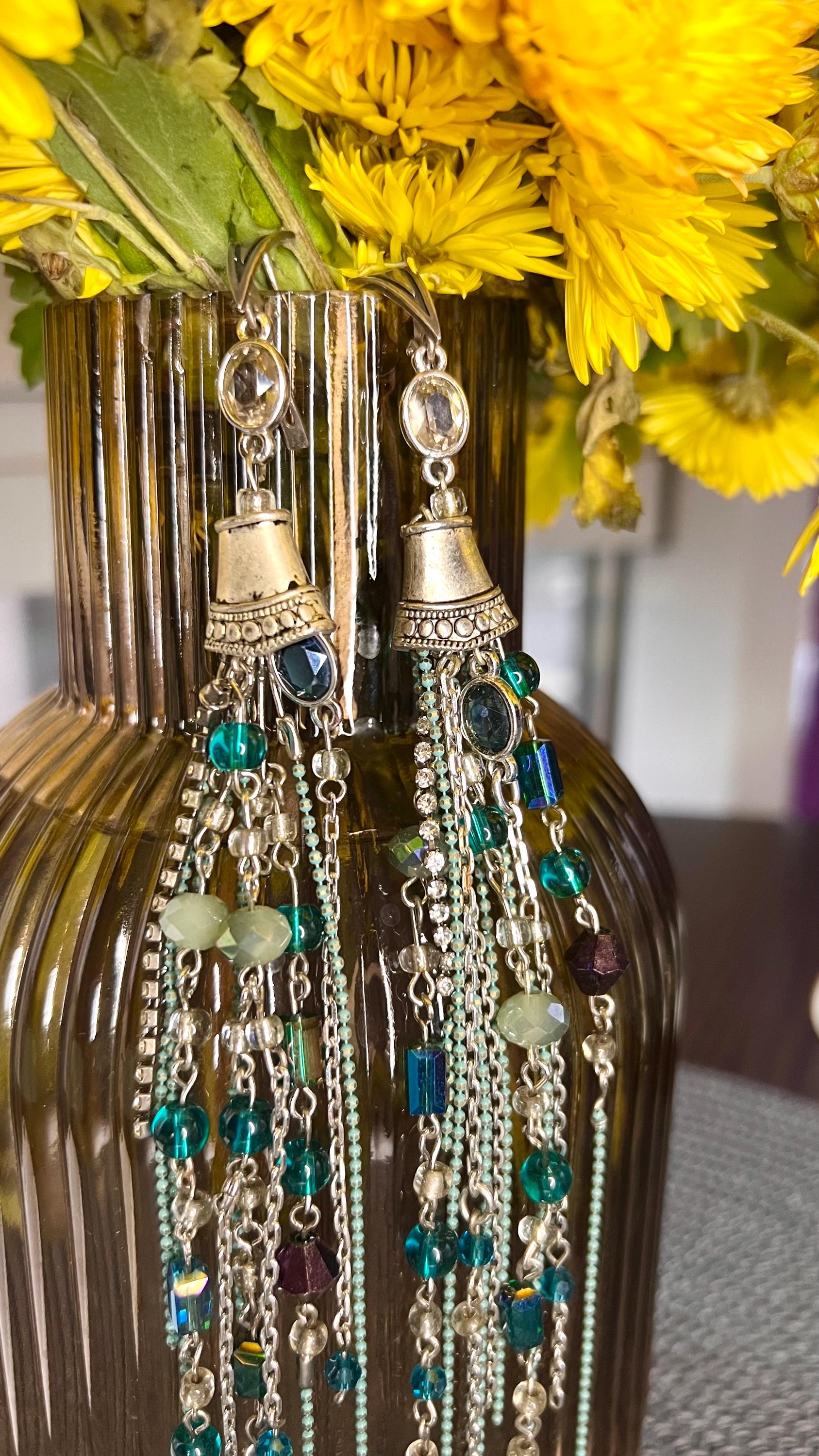 Handmade Crystal Chain Dangle Earrings: Sterling Silver - Etsy