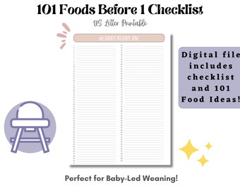 Baby's First 100 Food List to Feed Your Baby Before Age 1 - Etsy