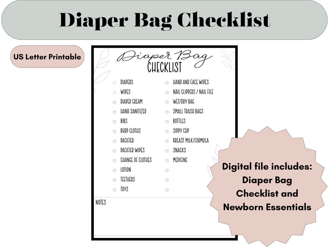 Diaper Bag Checklist Newborn Essentials Newborn Must Haves - Etsy