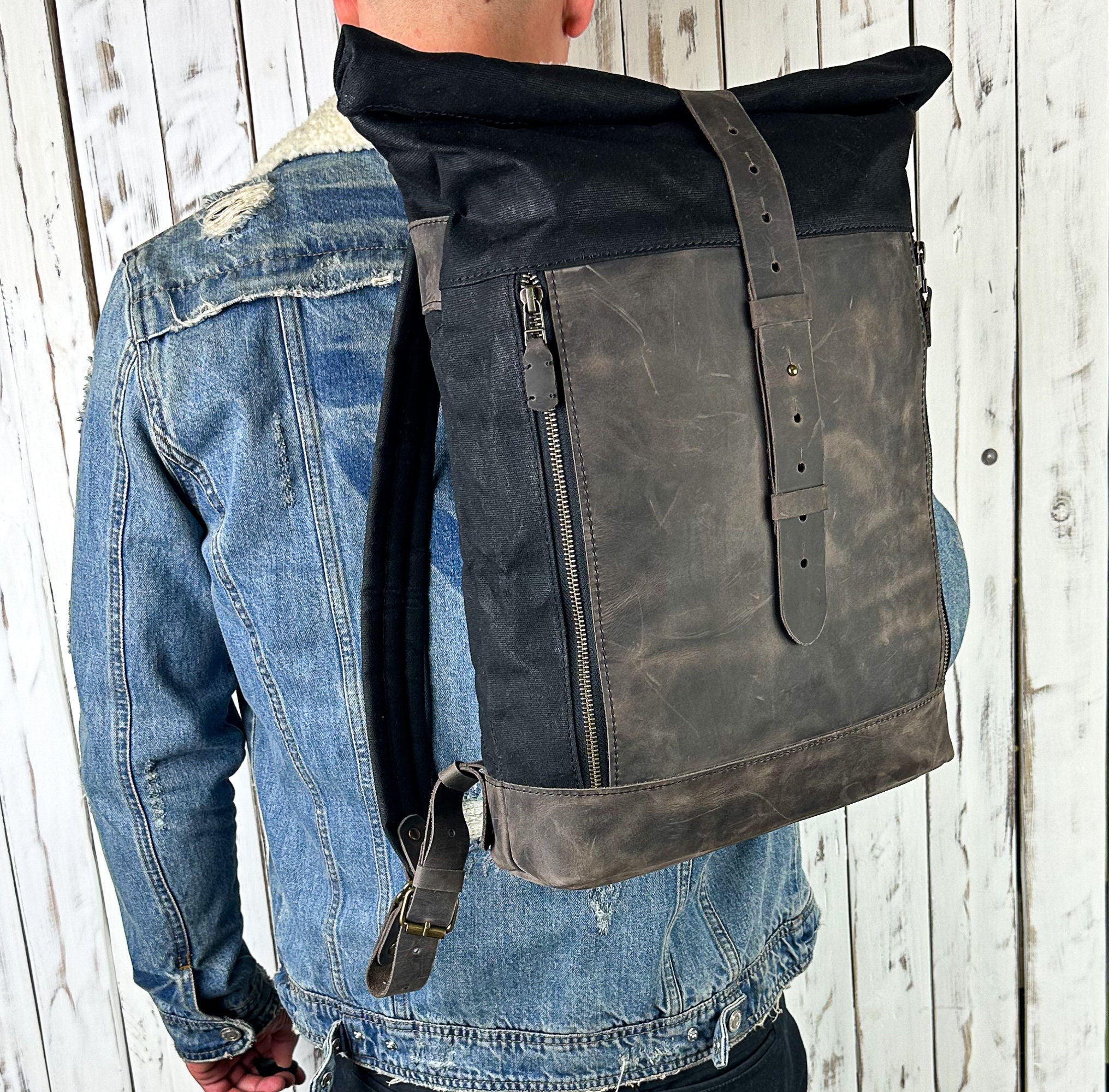 Minimalist Backpack, Rolltop Backpack - Etsy