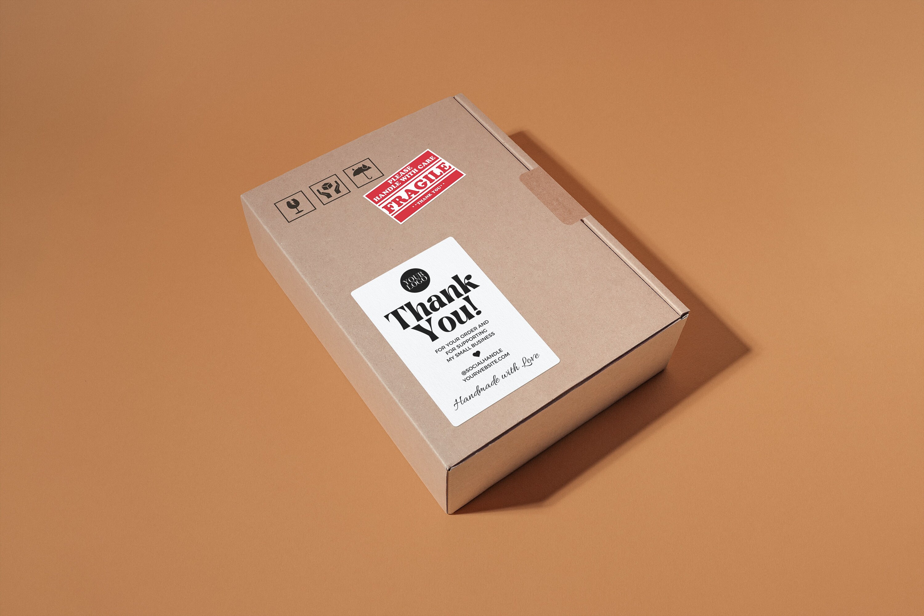 Thank You Large Box Sticker, Cute Editable Small Business Packaging ...