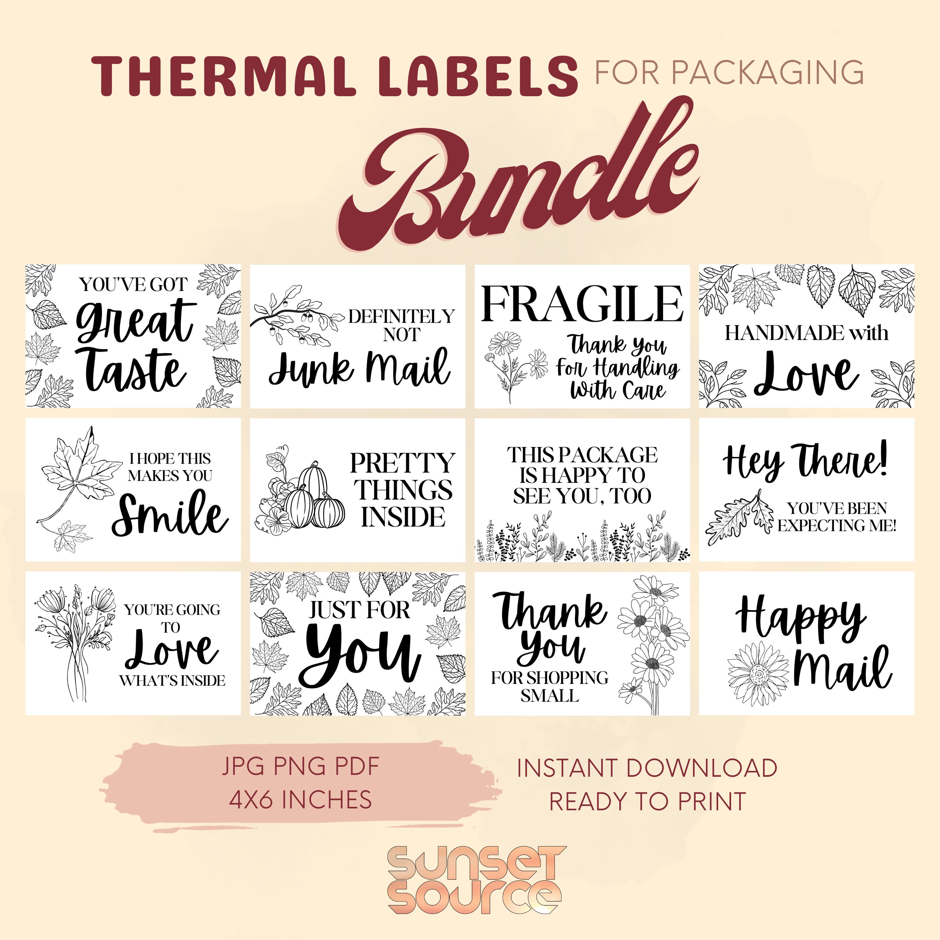 Fall Seasonal Thermal Printer Labels, Small Business Packaging Label ...