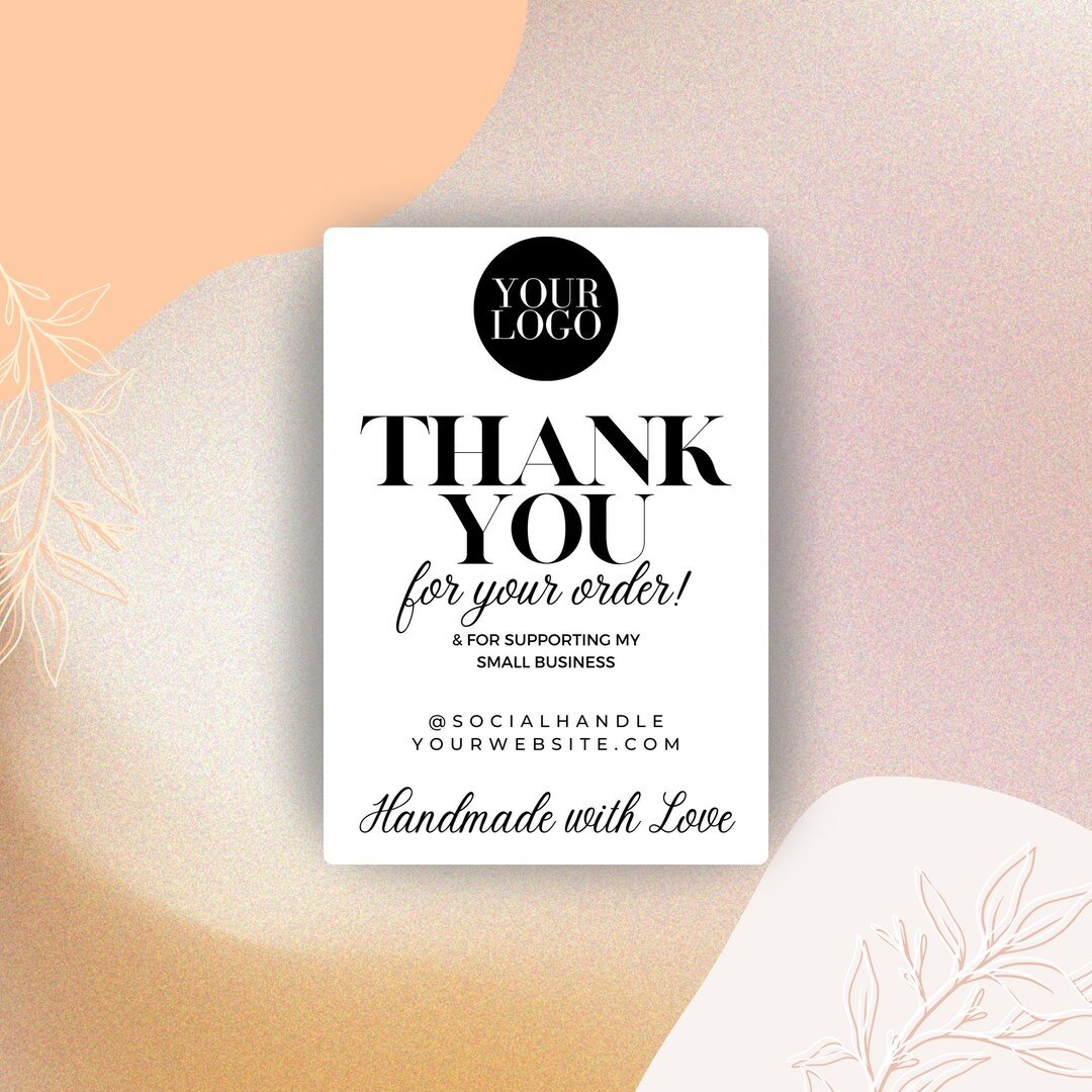 Editable Thank You Large Box Sticker, Small Business Packaging, Cute ...