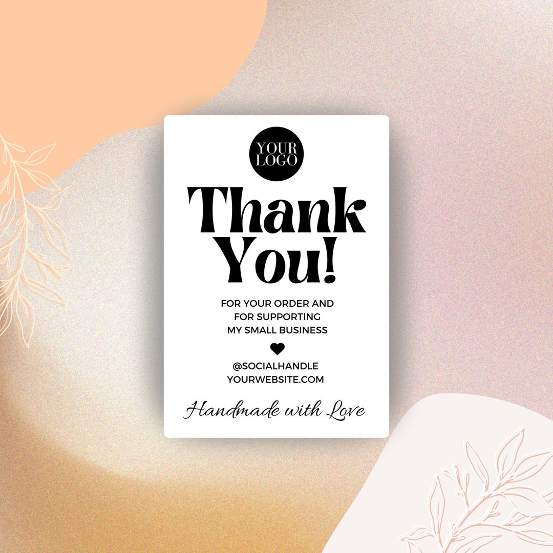 Thank You Large Box Sticker, Cute Editable Small Business Packaging ...