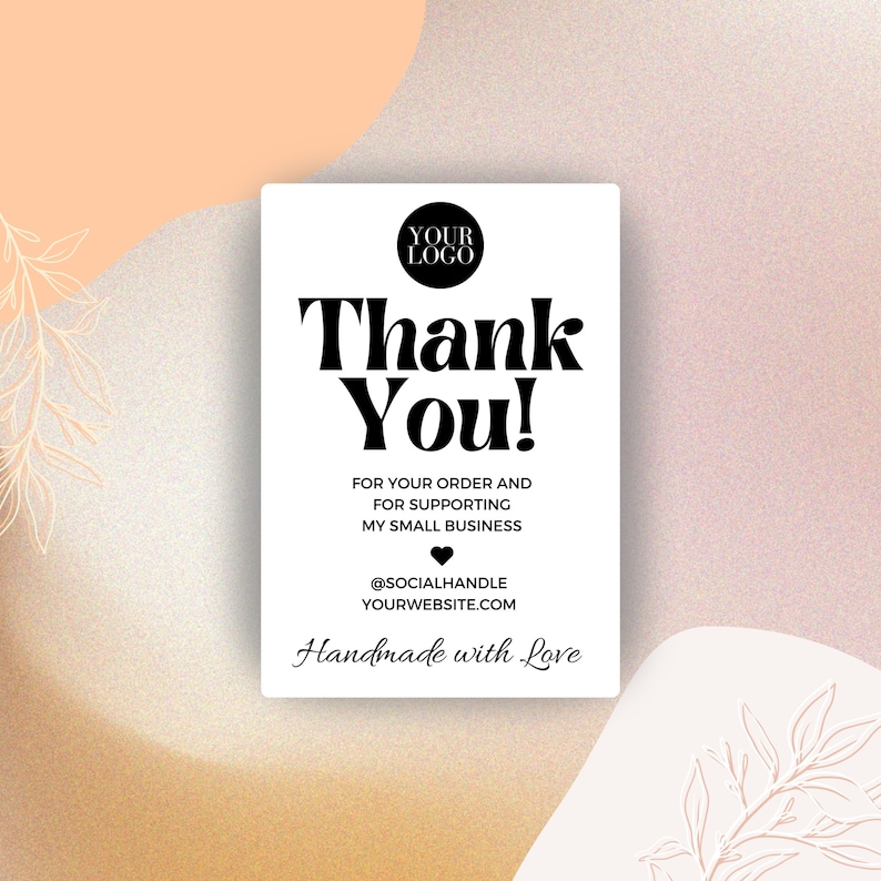 Thank You Large Box Sticker, Cute Editable Small Business Packaging ...