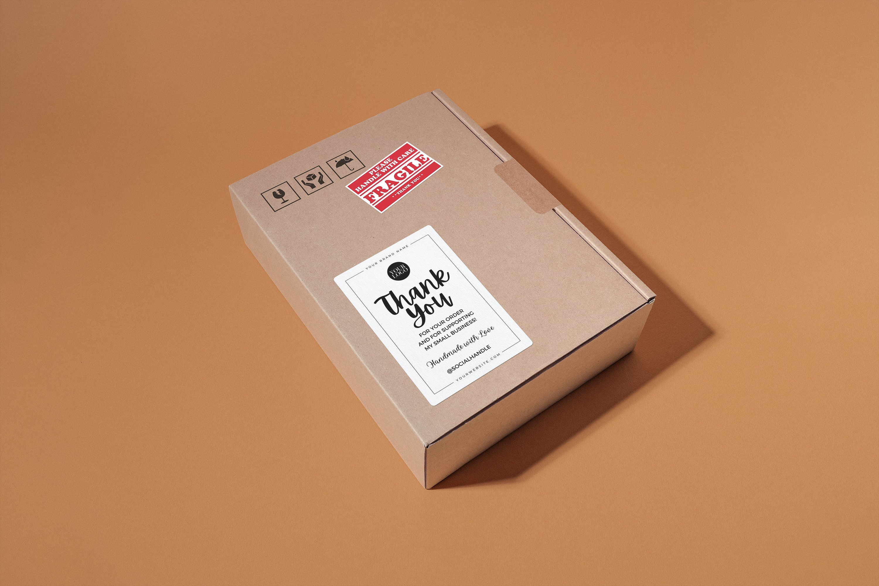 Cute Editable Thank You Large Box Sticker, Small Business Packaging ...