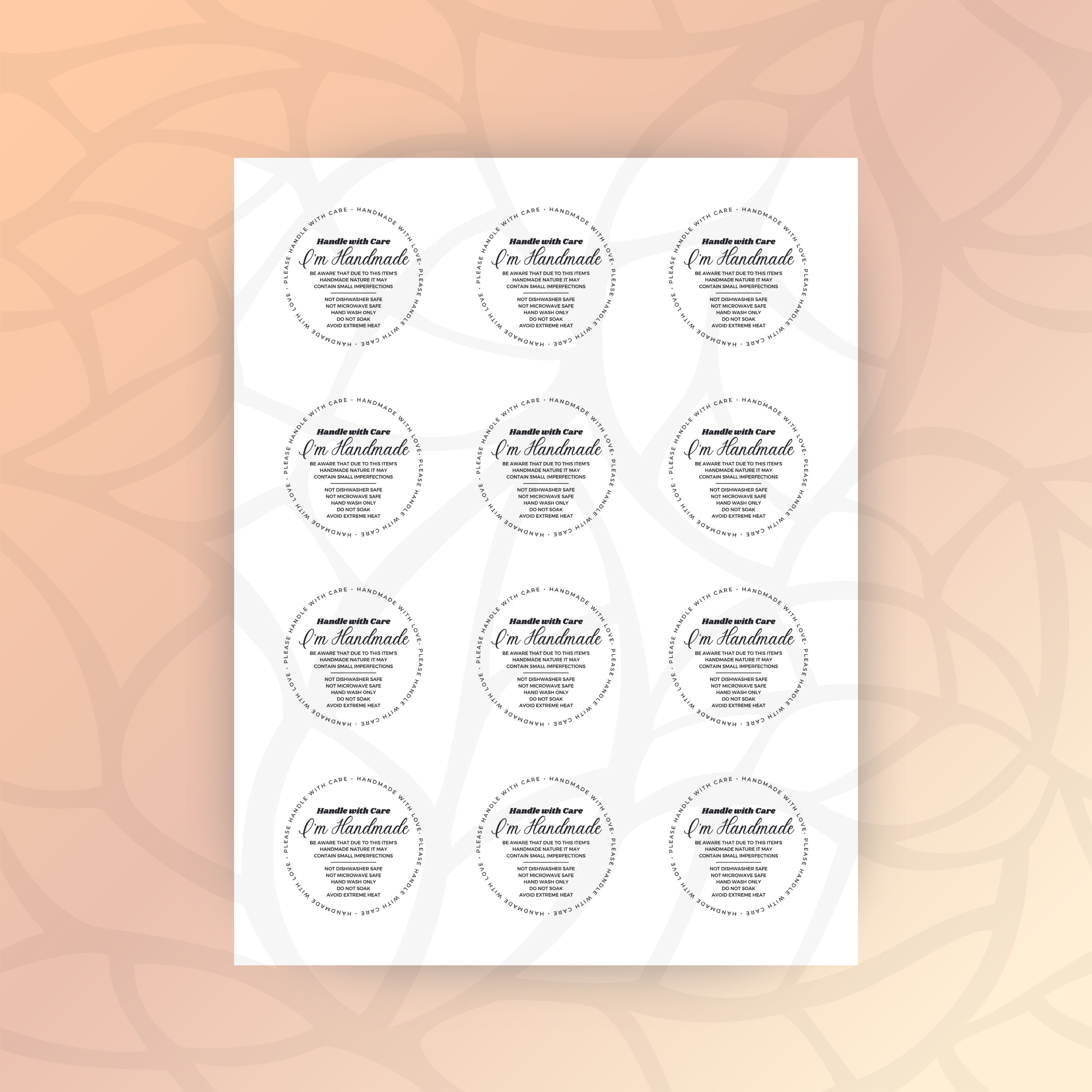 Vinyl Cup Care Sticker, Tumbler Washing Instructions, Round Cute ...