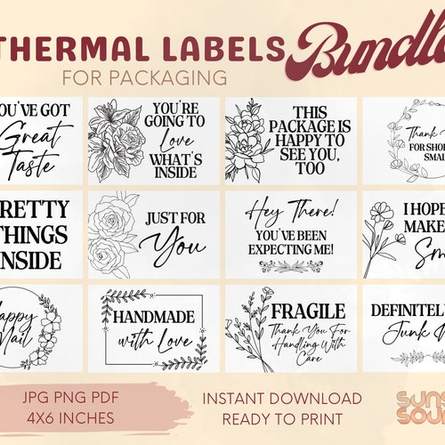 Floral Thermal Printer Labels Small Business Packaging Label - Etsy