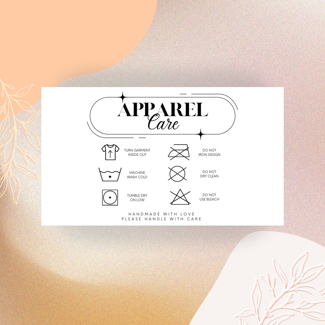 Apparel Care Card, Clothing Card Washing Instructions, Round Cute ...