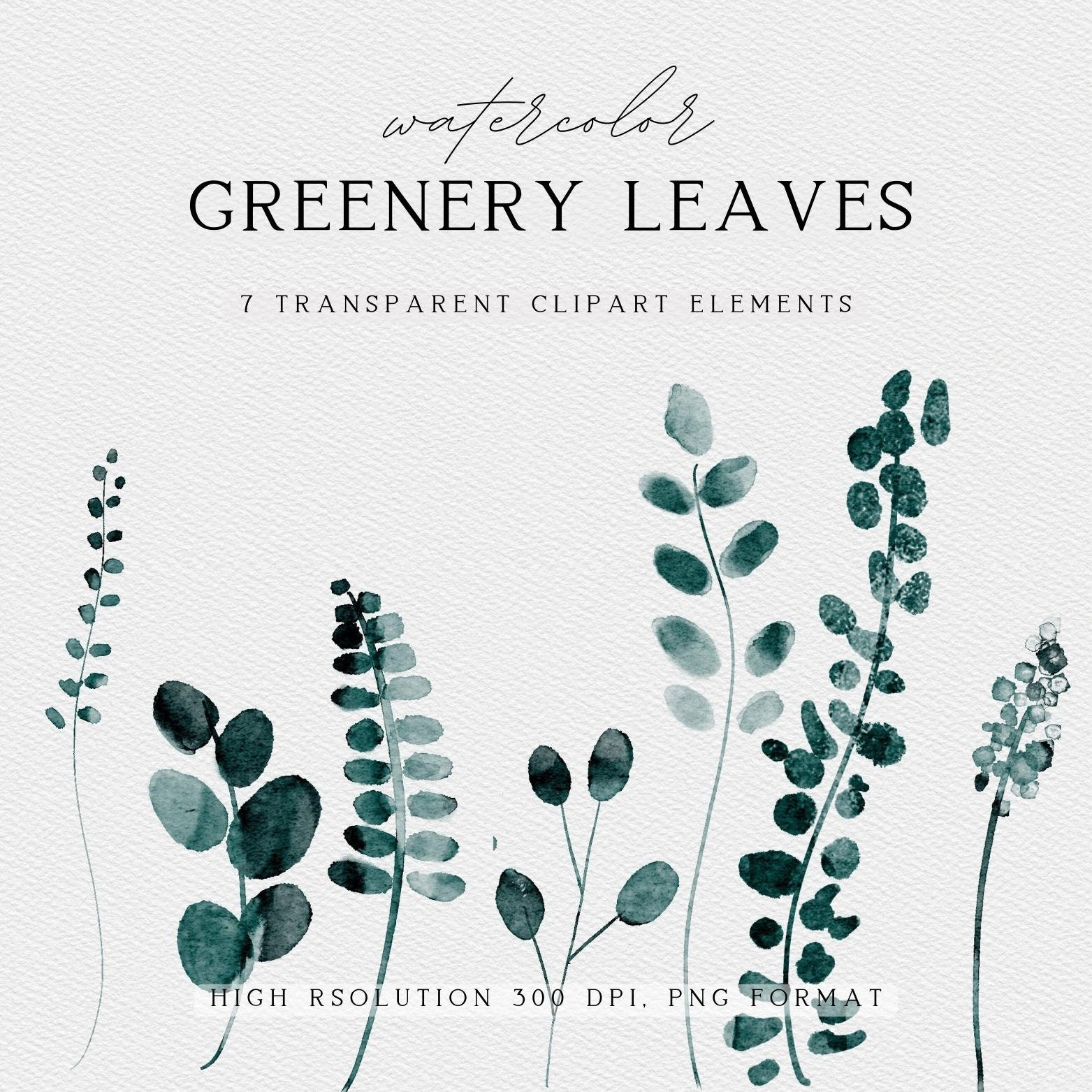 Greenery Watercolor Clipart, Hand Painted Watercolor Leaves, Greenery ...