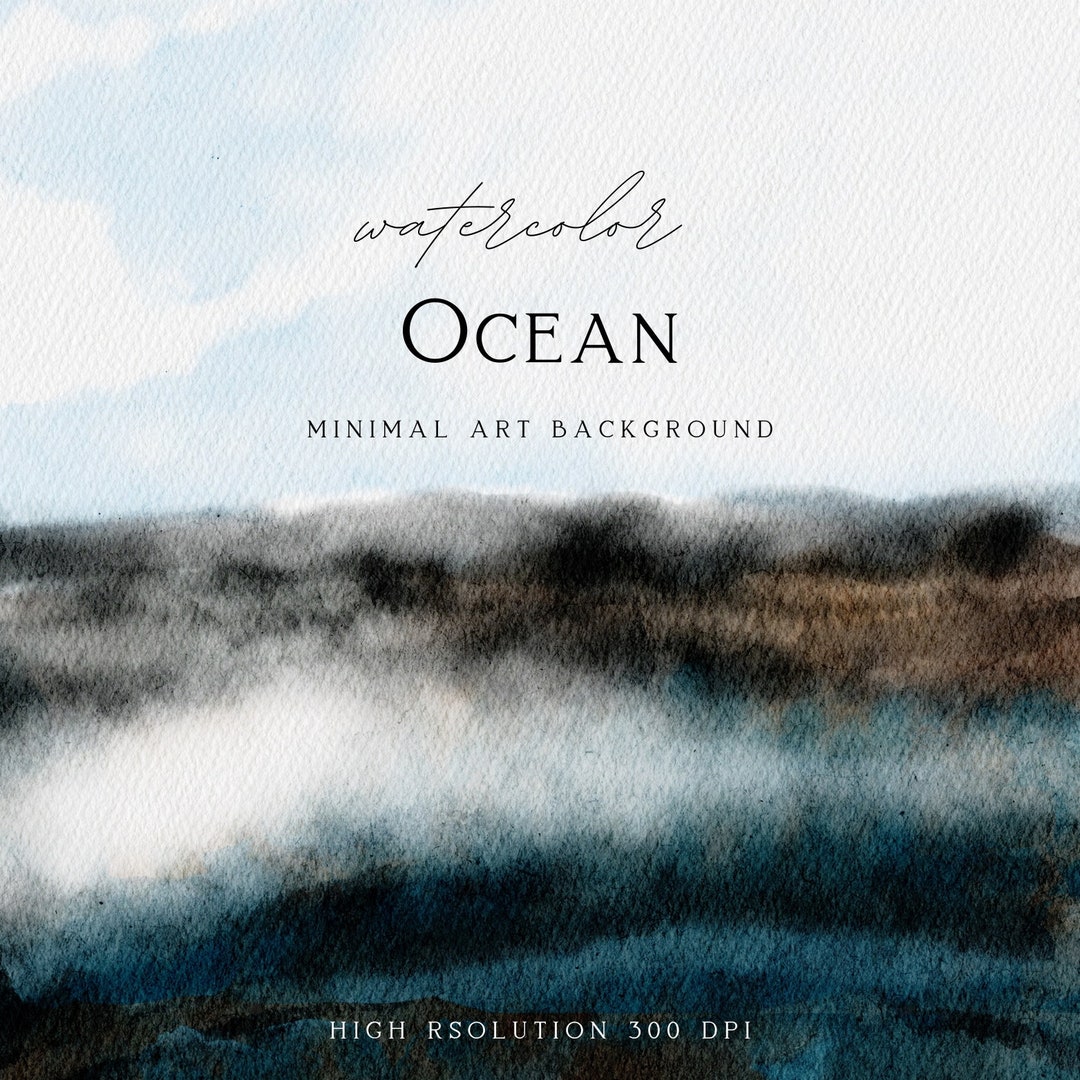 Ocean Landscape Minimal Watercolor Background, Simple Landscape ...